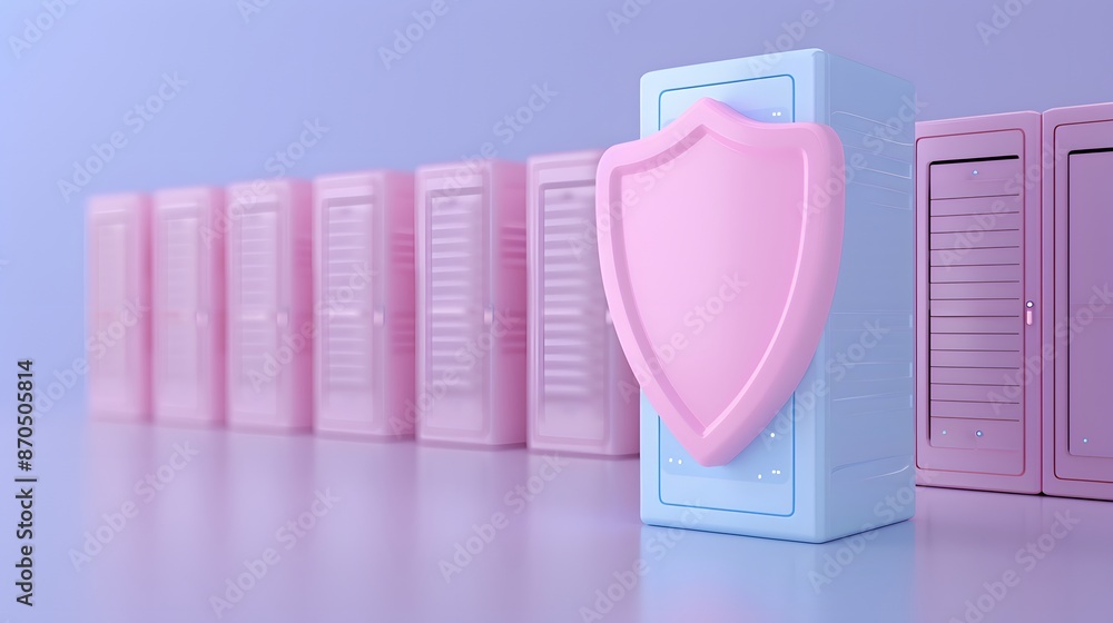 Row of lockers with one locker featuring a prominent shield symbol ...