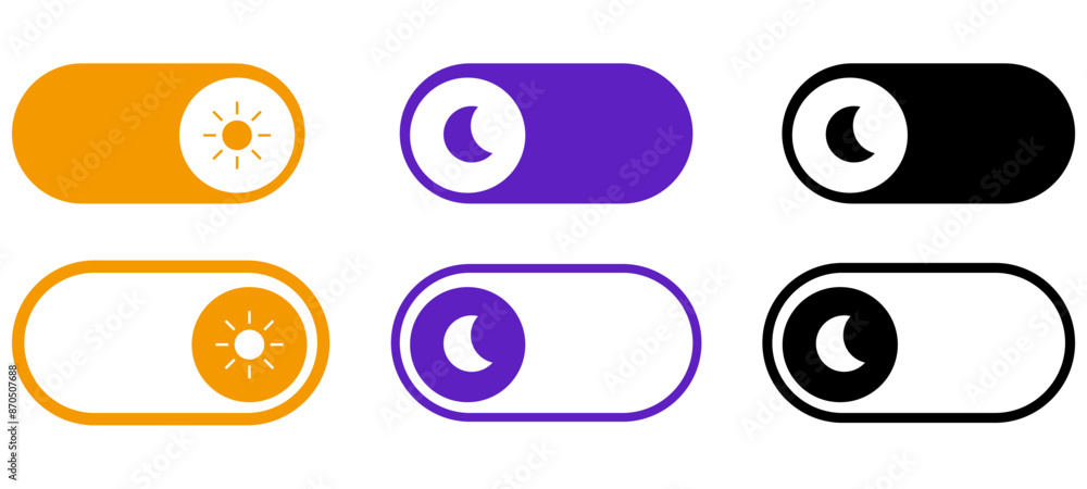 On Off toggle switch buttons. day night switch toggle - dark mode ...