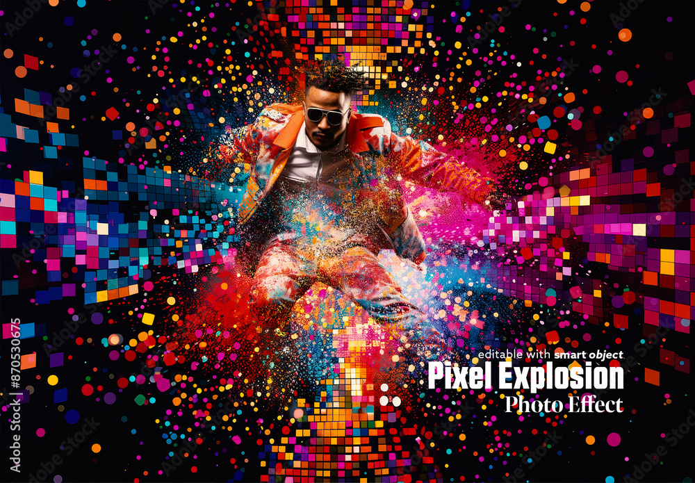 Pixel Explosion Effect with Ai Elements Stock Template | Adobe Stock