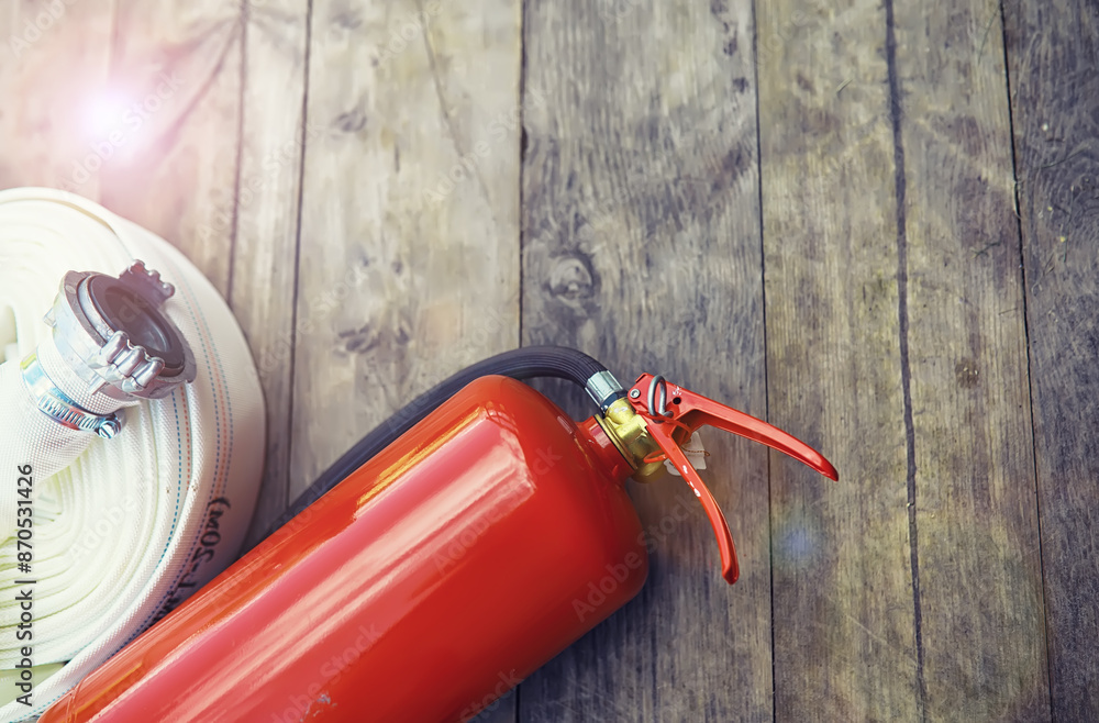 Fire extinguisher has hand engineer inspection checking pressure gauges ...