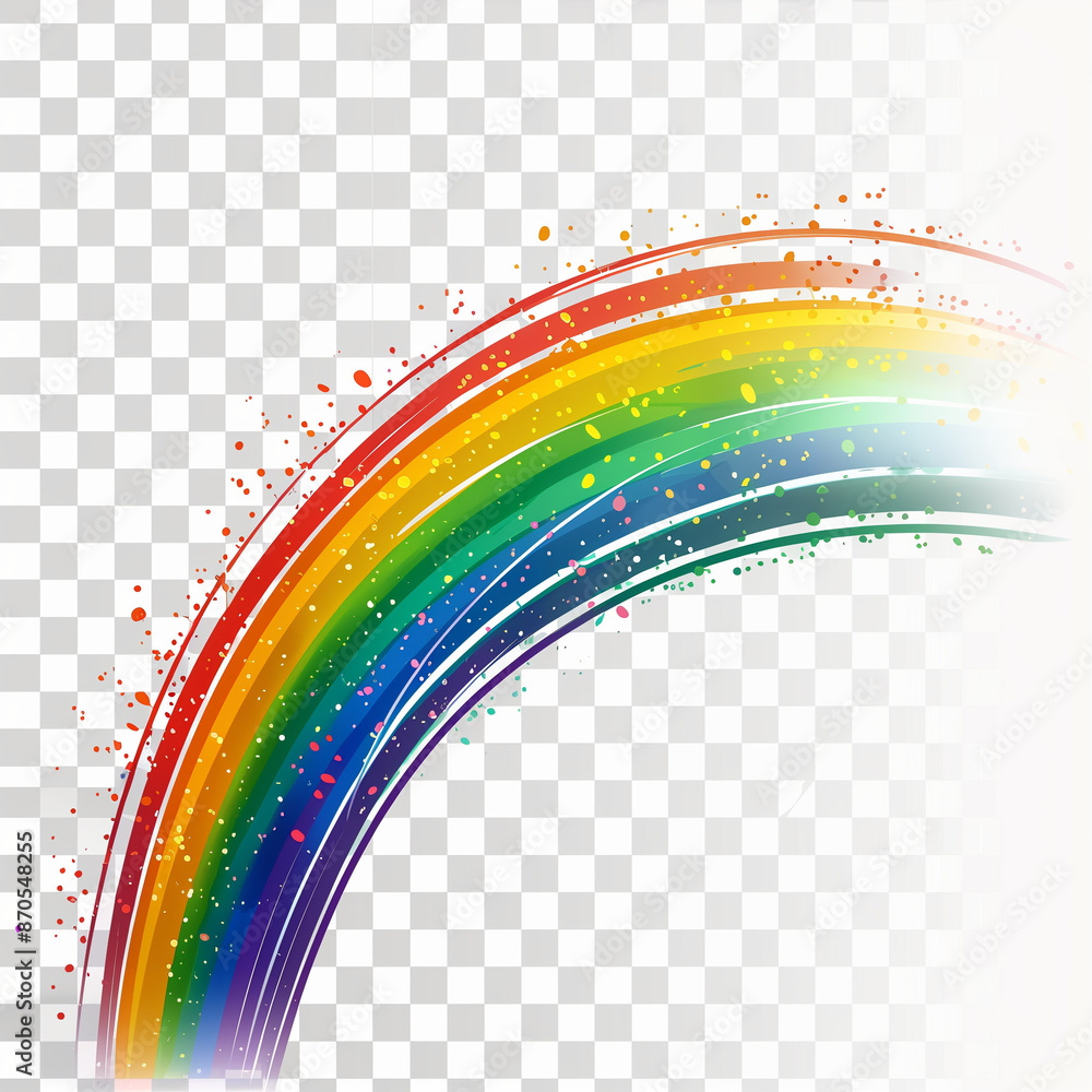 Colorful Watercolor Rainbow with Paint Splatter Effect on Transparent ...