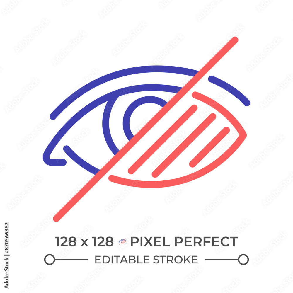 Vision loss two color line icon. Visually impaired, blindness. Medical ...
