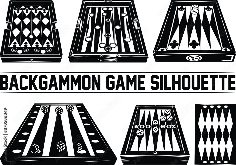 Backgammon Silhouette bundle, Board games symbol stock vector ...