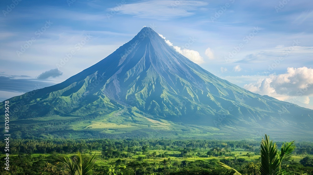 The famous and beautiful Mount Mayon of the Philippines. on a white ...