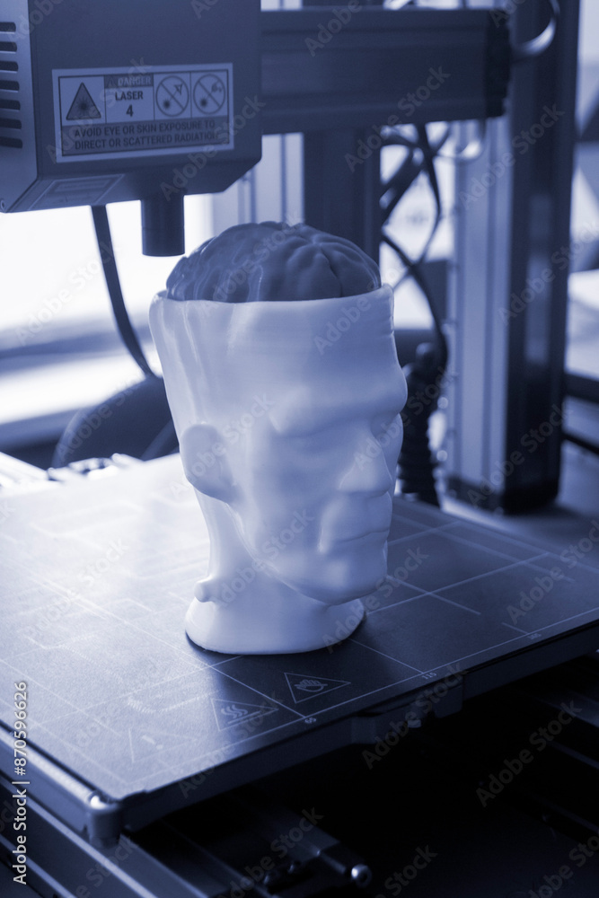 3D printer close-up. The process of working of 3D printer. 3D printer ...