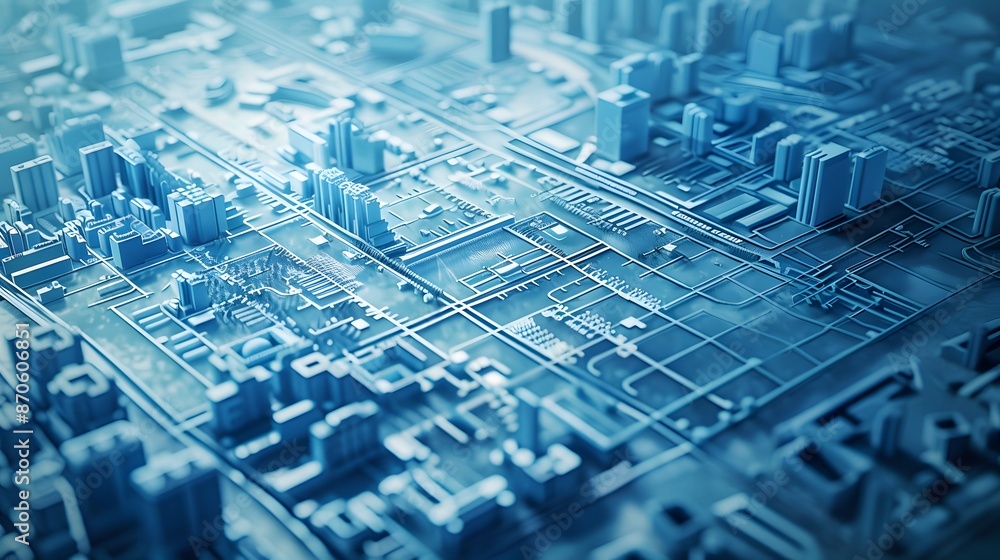 A detailed blueprint of a city with emergency plans and alternate ...