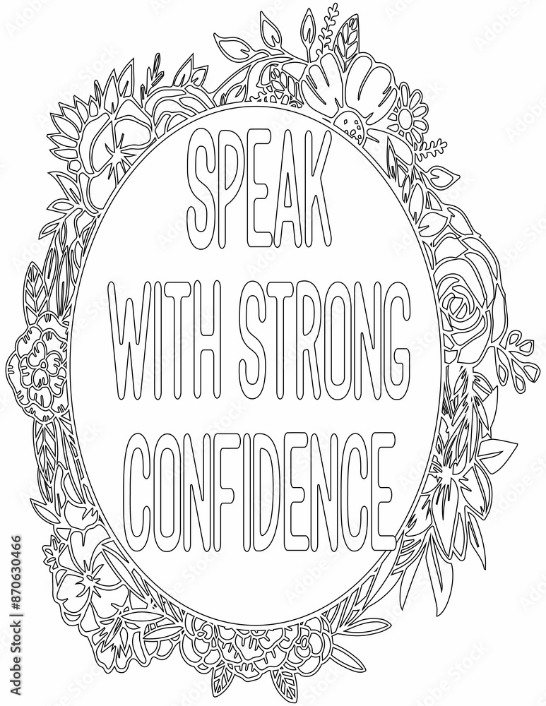 Printable floral coloring page for kids and adults with affirmation ...