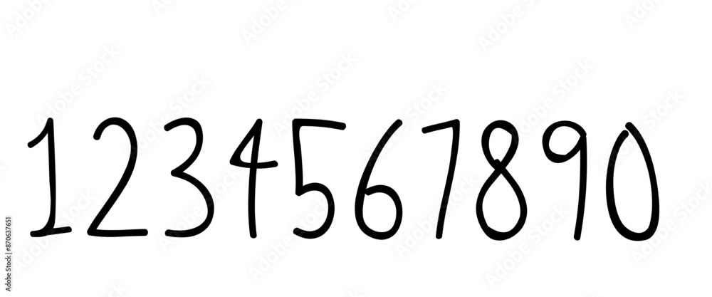 Set of ten numbers form zero to nine, number flat design. icon vector ...