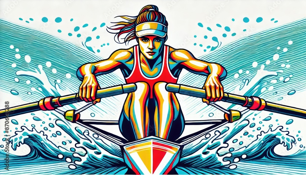 Female Rowing Athlete, concept for the 2024 Summer Olympics Stock ...