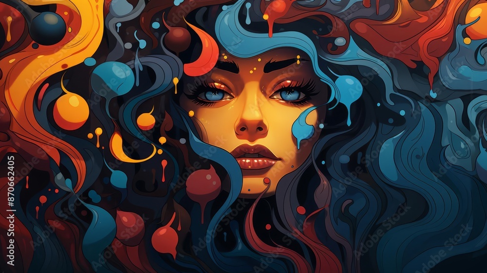 colorful dark swirls representing abstract sorrow flat design front ...