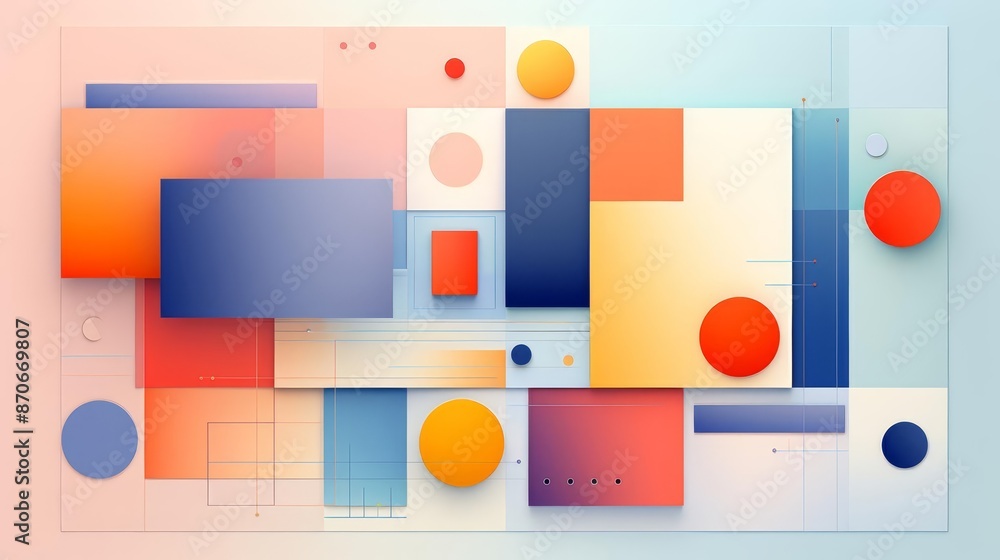 combined mediums flat design front view unified forms animation ...