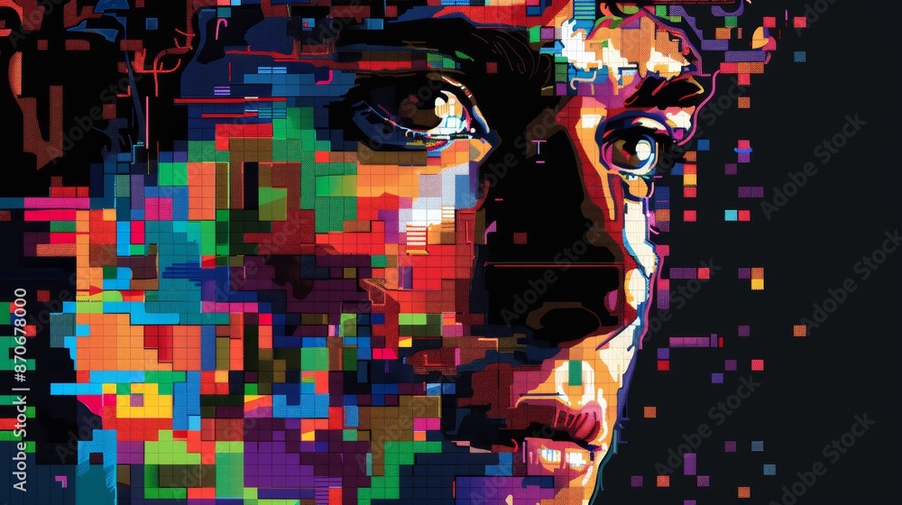 Use pixel art to create portraits where individual pixels reflect ...