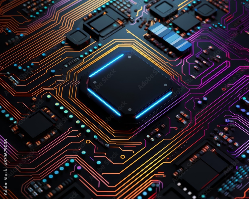 digital circuits flat design front view electronic patterns animation Complementary Color Scheme ...