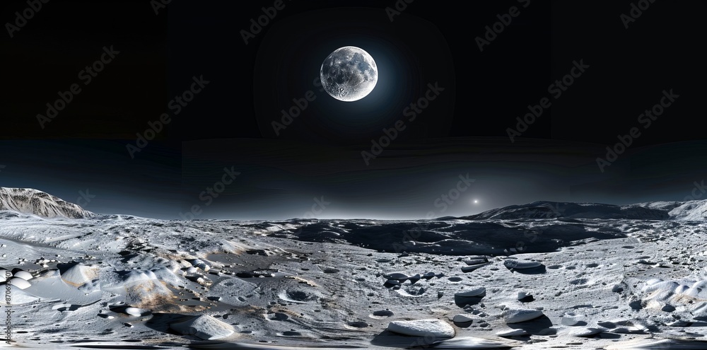 An equirectangular moon landscape mapped using HDRI spherical panoramas ...