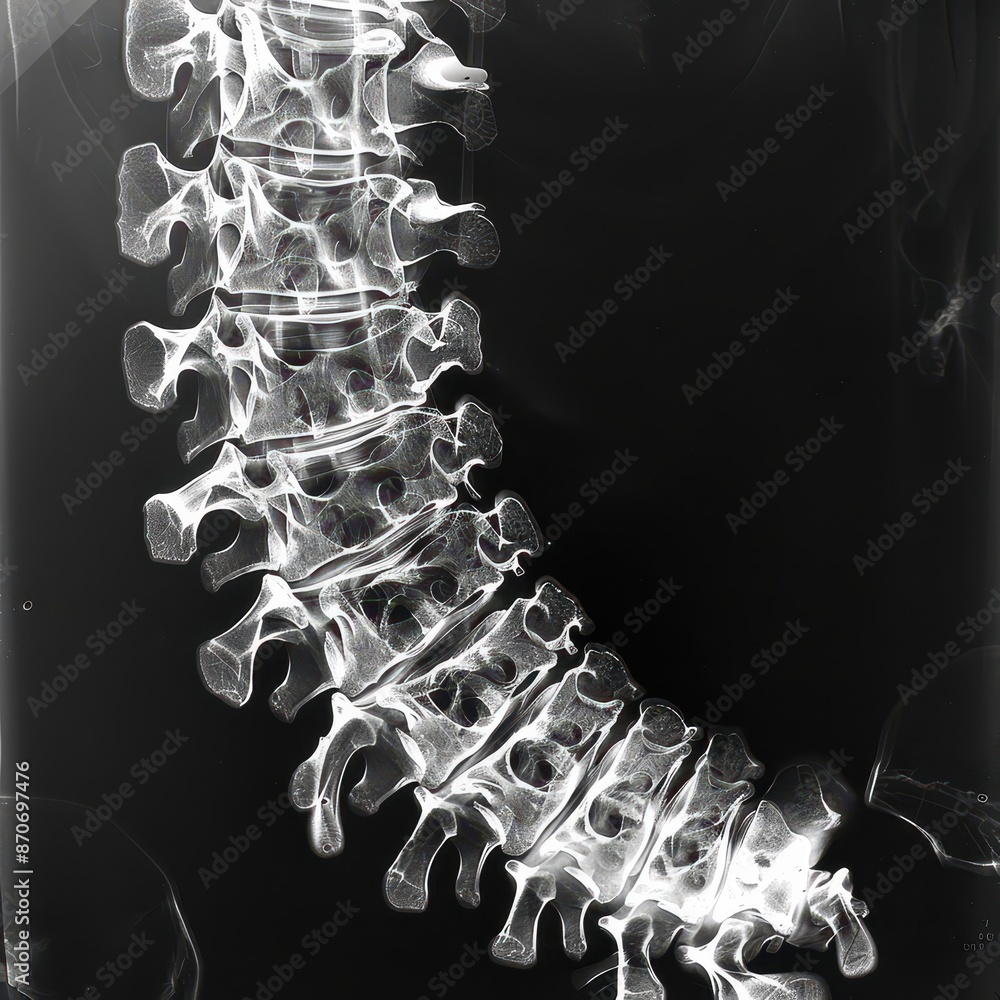 Full spinal column X-ray, clear visibility of vertebrae, used for ...