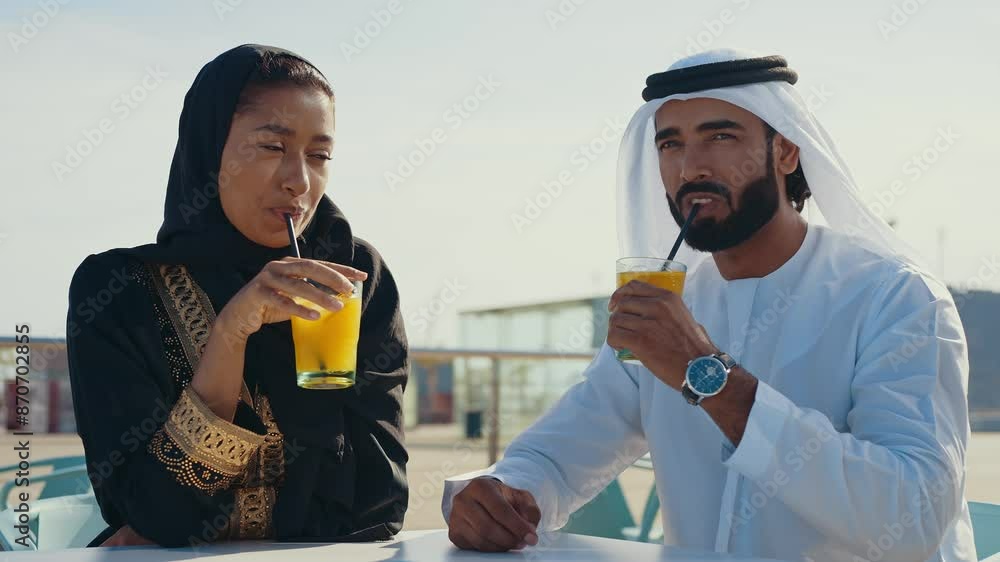 Cinematic image of a young couple from the united arab emirates ...