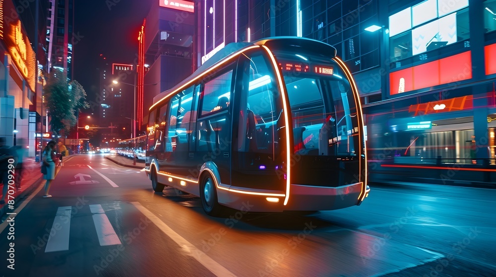 Autonomous Shuttle Bus Equipped with RADAR Technology Navigating ...