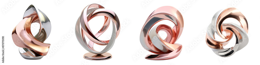 Collection of 3D iridescent glass helix shape, twisting motion ...