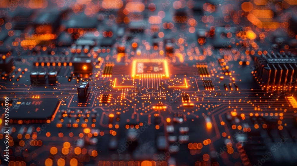 A visually engaging photograph of a complex electronic circuit diagram ...