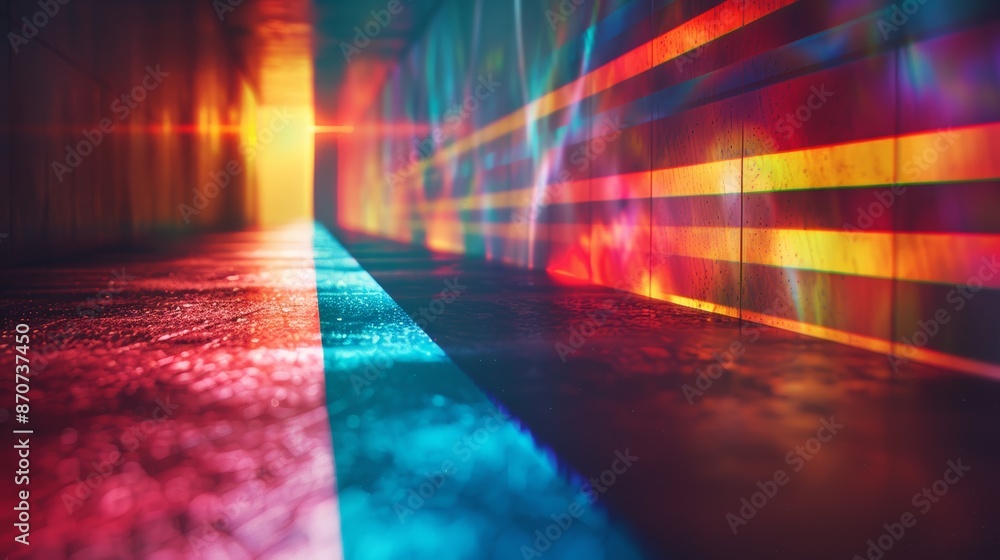 An artistic depiction of light waves traveling through a prism ...