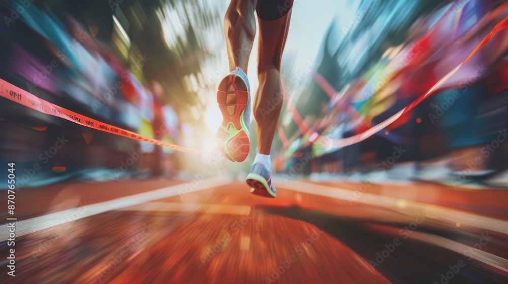 Blurred Finish Line - Runner Crossing the Finish Line - A runner ...
