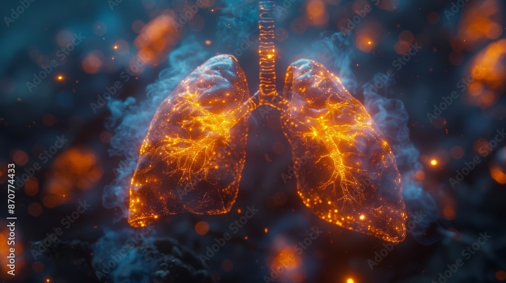 Paint a scene of respiratory rehabilitation and therapy, showing how ...