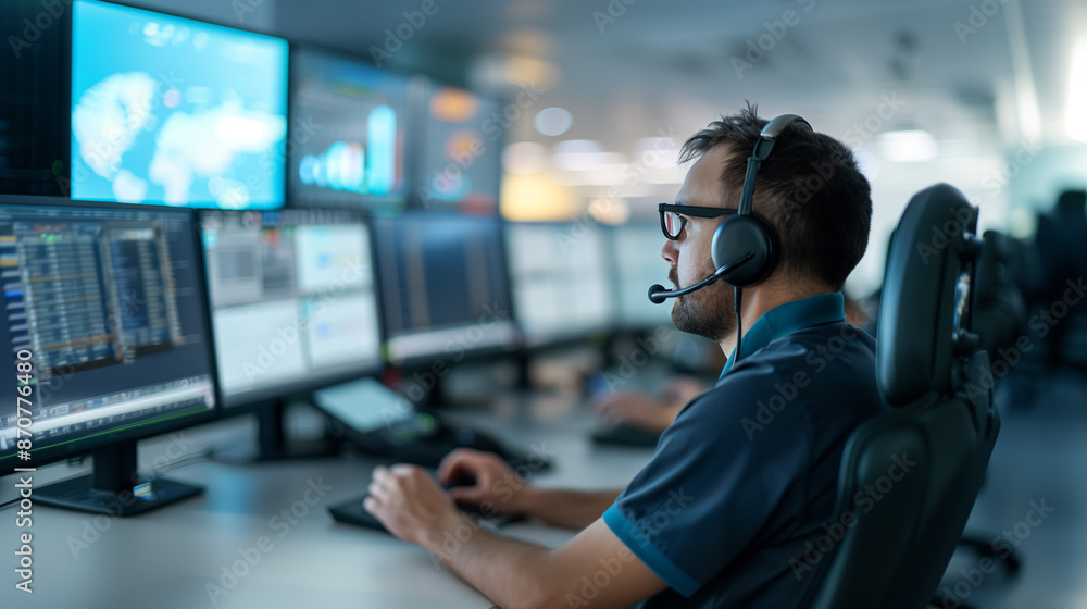 High-stress air traffic control room with operators managing flights on ...