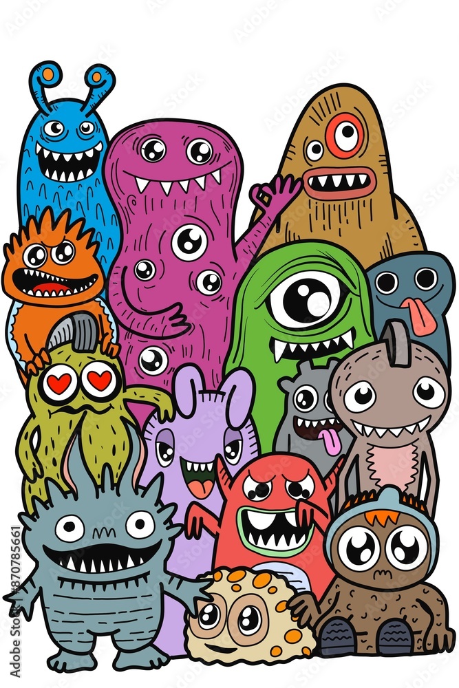 Hand-drawn illustrations, monsters doodle, Hand Drawn cartoon monster ...
