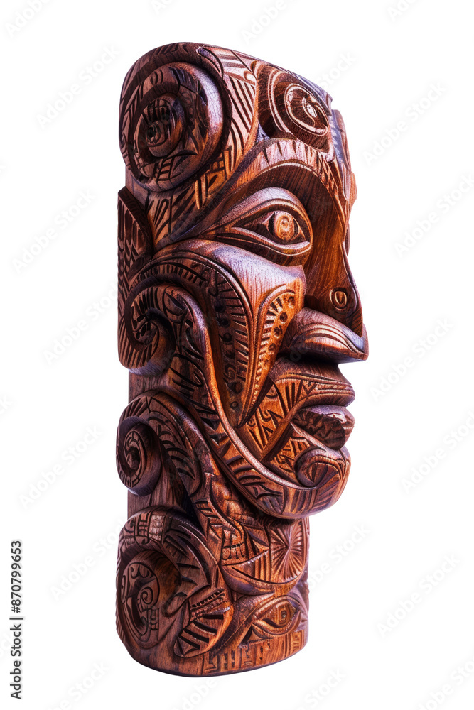 A Polynesian style idol carved from wood isolated on transparent ...
