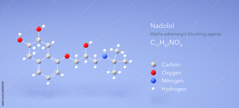 nadolol molecule, molecular structure, corgard, 3d model, Structural ...