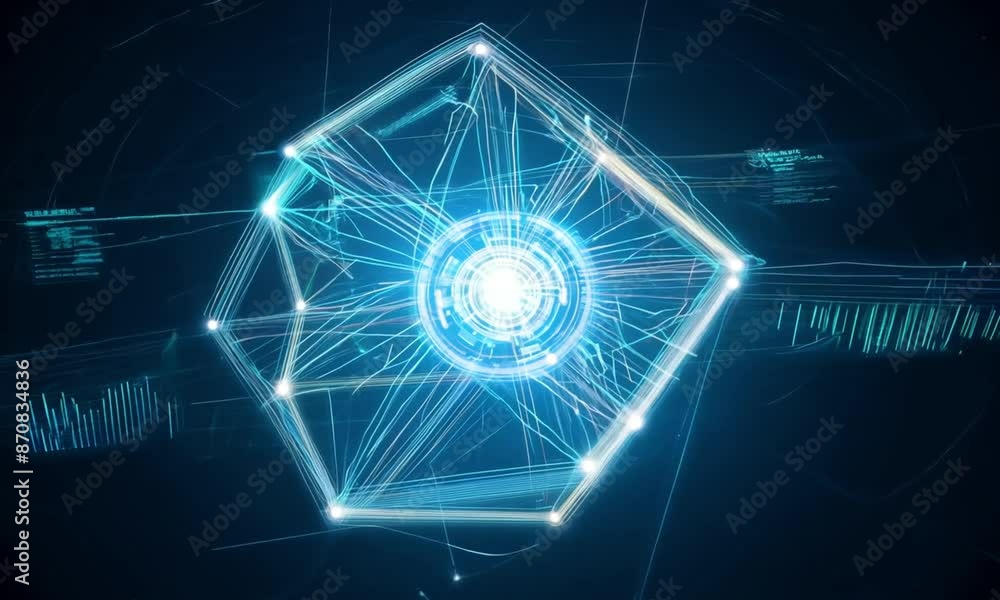 Rotate around a visual AI network: Abstract background featuring vivid ...