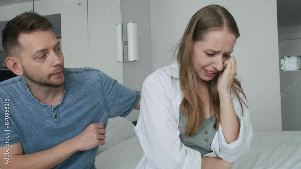 Vídeo do Stock: Unhappy, sad woman in couple crying after argument with ...