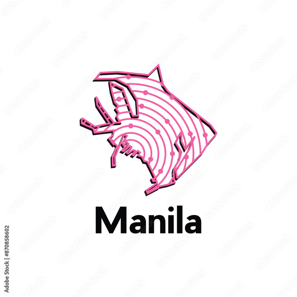 High detailed illustration map City of Manila, World map country vector ...