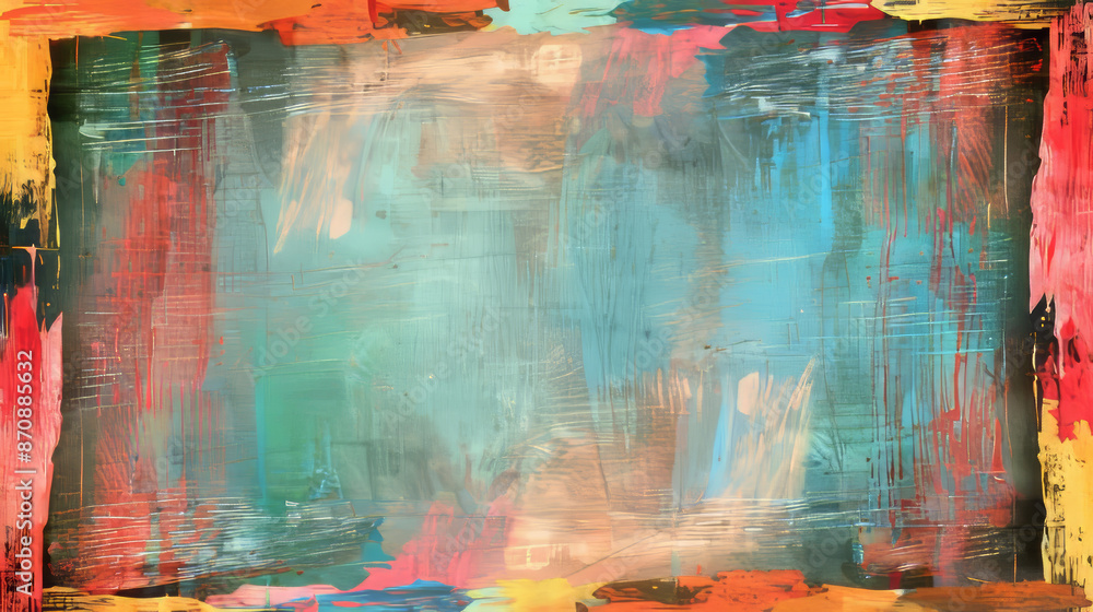 Colorful rectangular frame with a vintage collage design, made to look ...