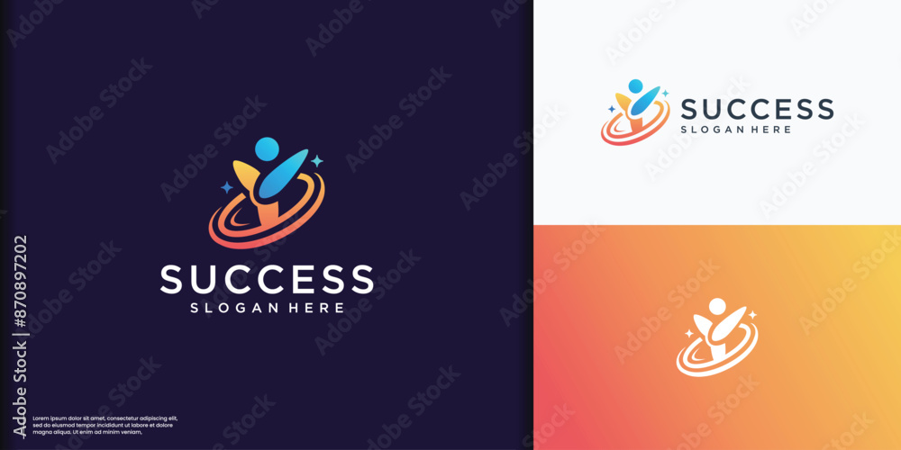 Success people logo vector template, colorful and branding layout ...