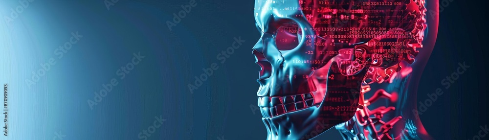 Cybersecurity skull with brute force attack side view depicting ...
