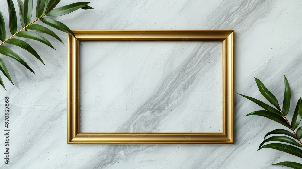 Luxurious 3D mockup featuring a matte gold frame against a refined ...