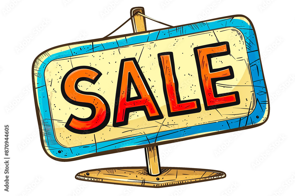 Colorful cartoon sale sign isolated on transparent background Stock ...