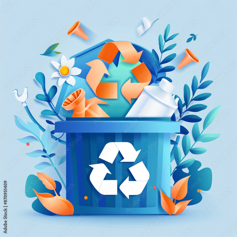 Recycling campaign to preserve nature. Recycling logo with a background ...
