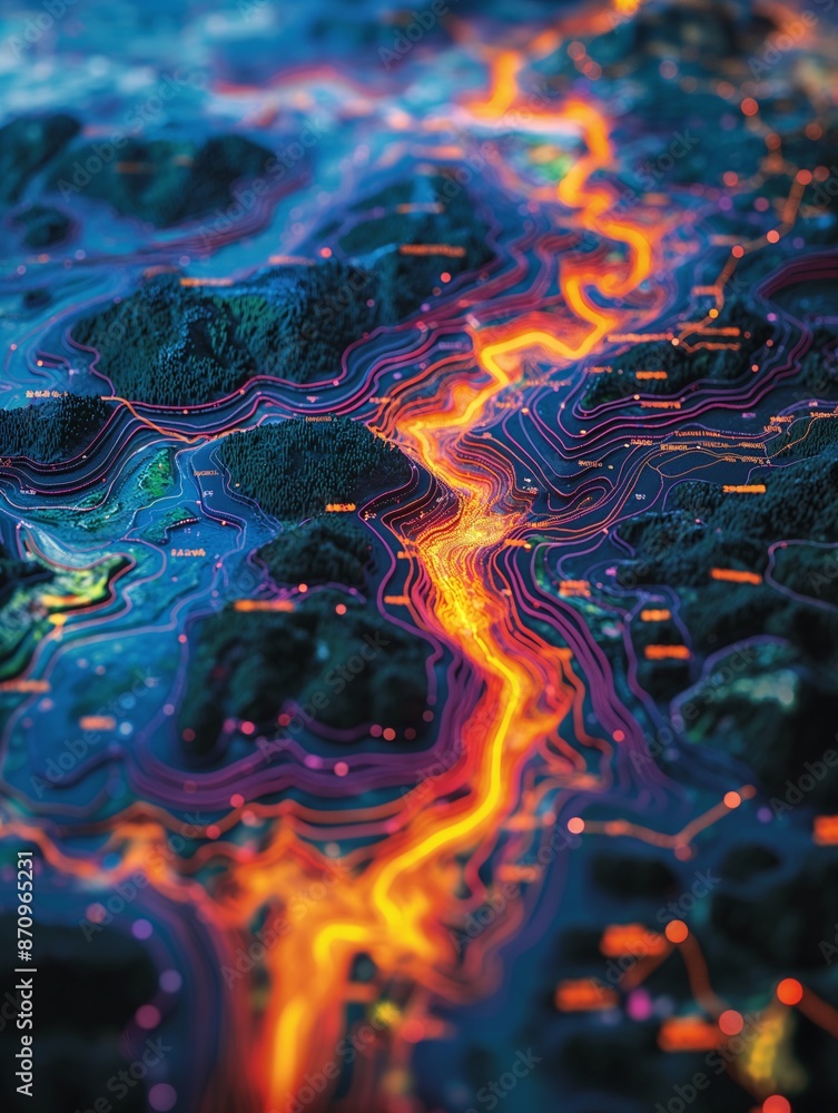 Map of the earthquake warning disaster. Earthquake activity analyzing ...