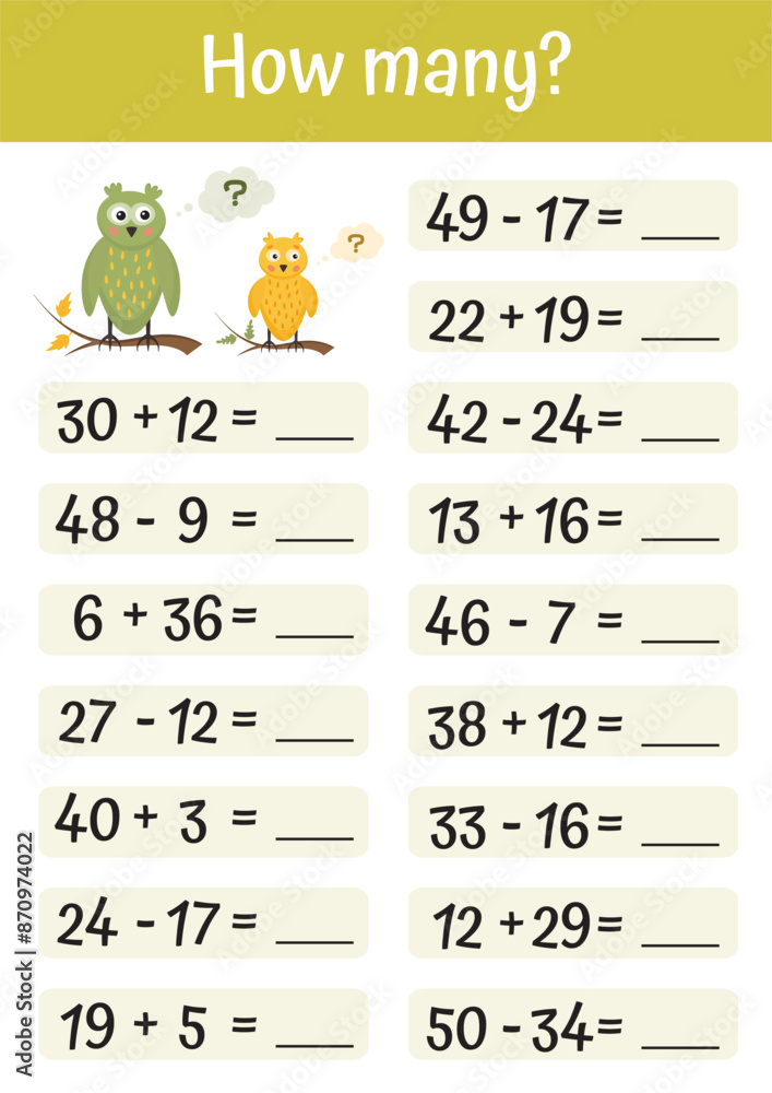 Printable educational math worksheet. Mathematic activities for kids ...