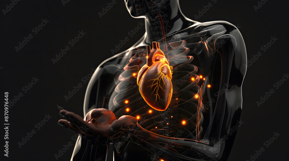 anatomy of the chest in a medical context with this 3D render ...