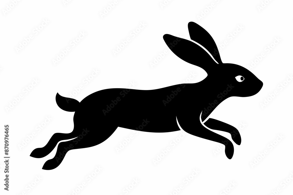 black and white rabbit silhouette, rabbit vector illustration, rabbit ...