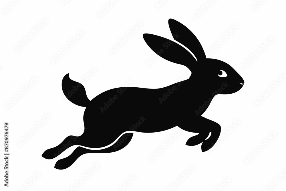 black and white rabbit silhouette, rabbit vector illustration, rabbit ...
