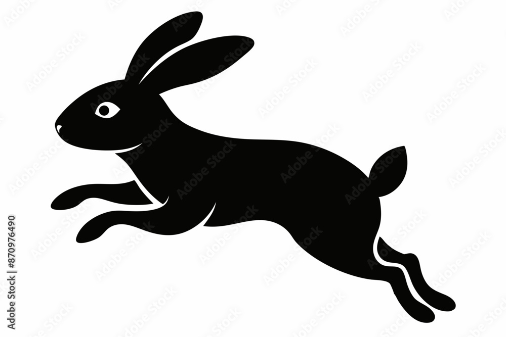 black and white rabbit silhouette, rabbit vector illustration, rabbit ...