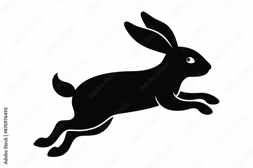 black and white rabbit silhouette, rabbit vector illustration, rabbit ...