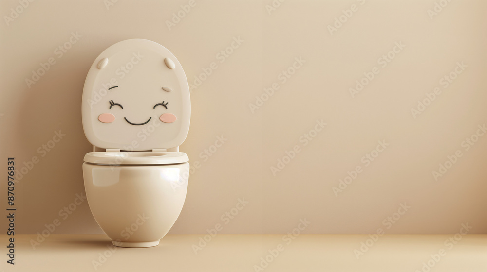 Novelty Kawaii toilet with a cute happy smiling face. Unusual bathroom ...