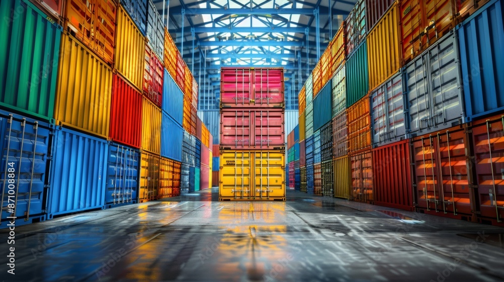 Foto de An expansive modern port storage facility showcasing towering ...