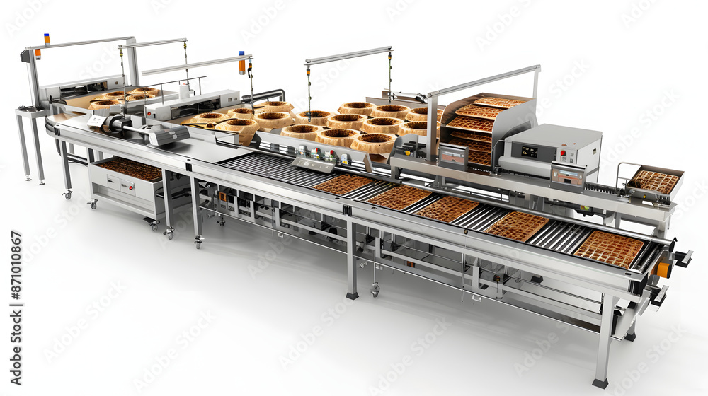 robotic manufacturing conveyor production line belgian waffles ...