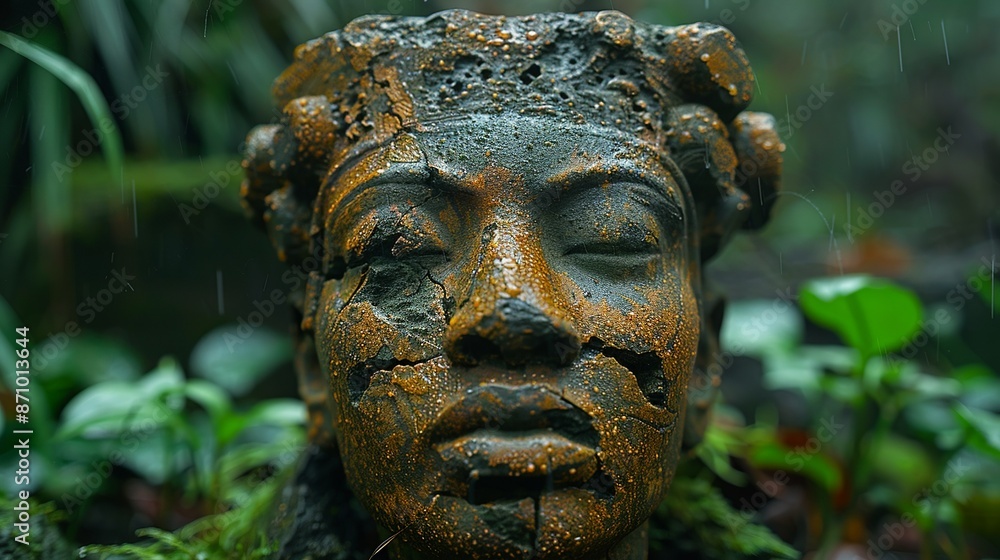 Captivating realistic photo of acid rain damage on an ancient statue ...
